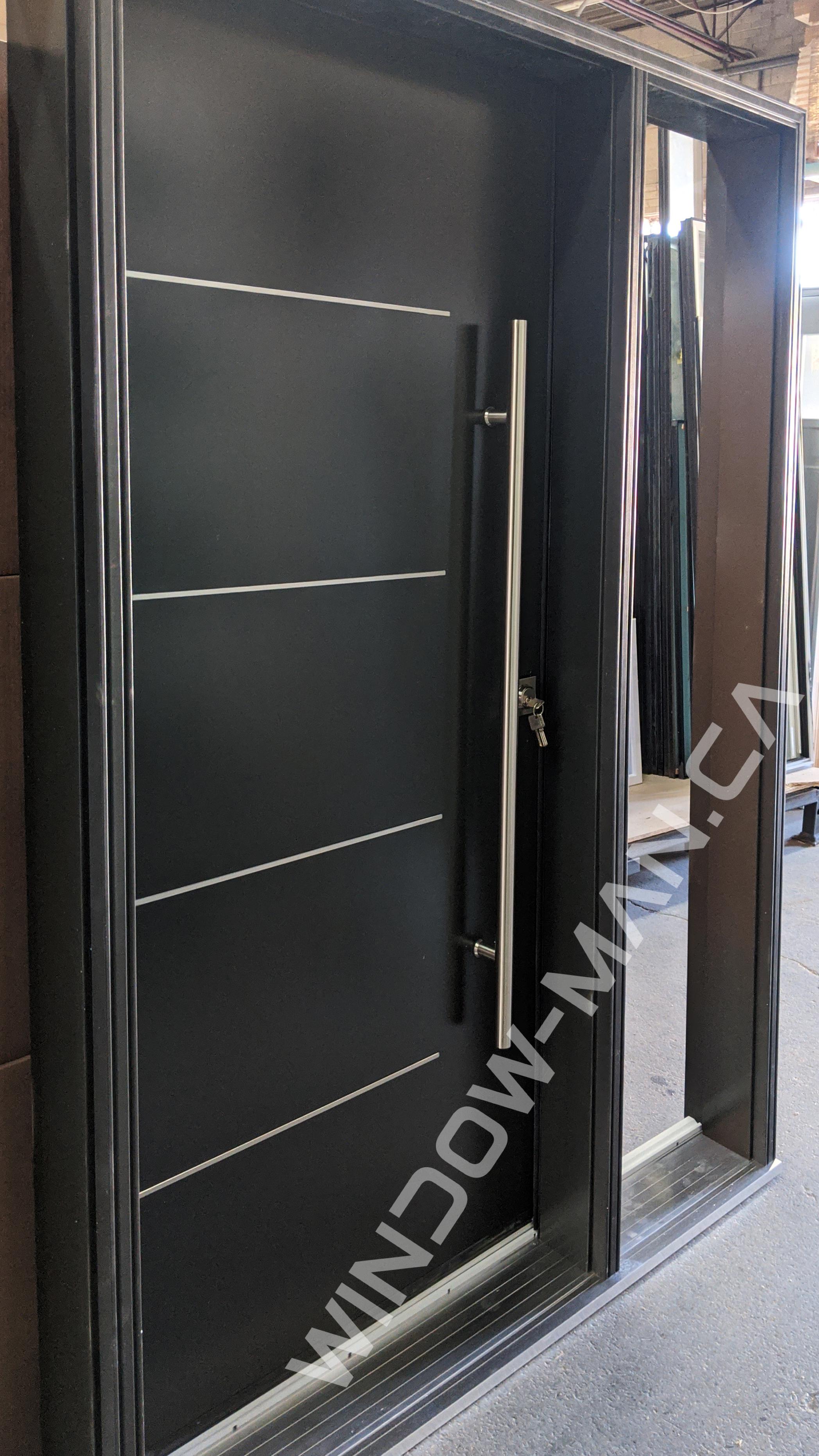 Fibreglass Entry Doors FIberglass with Sidelight in Black Replacement