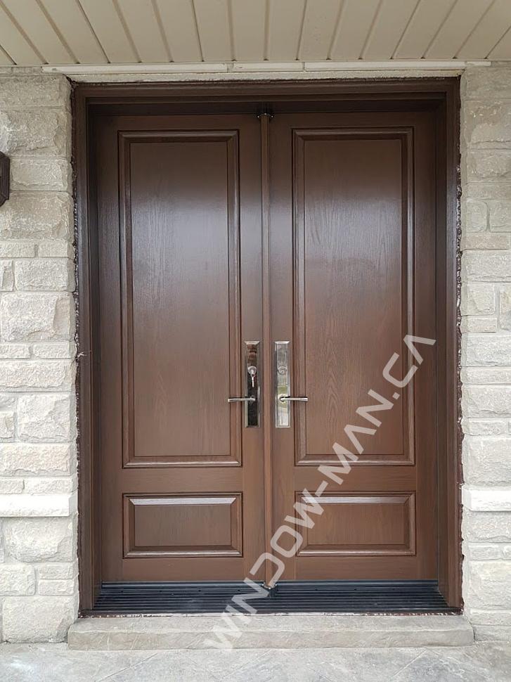 Fibreglass Front Door Fiberglass Double Stained in Brown Replacement